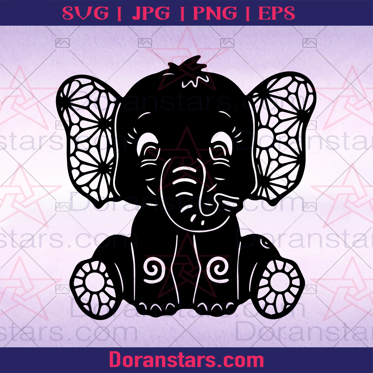 Baby Elephant Digital Cut Files Svg, Dxf, Eps, Png, Cricut Vector ...