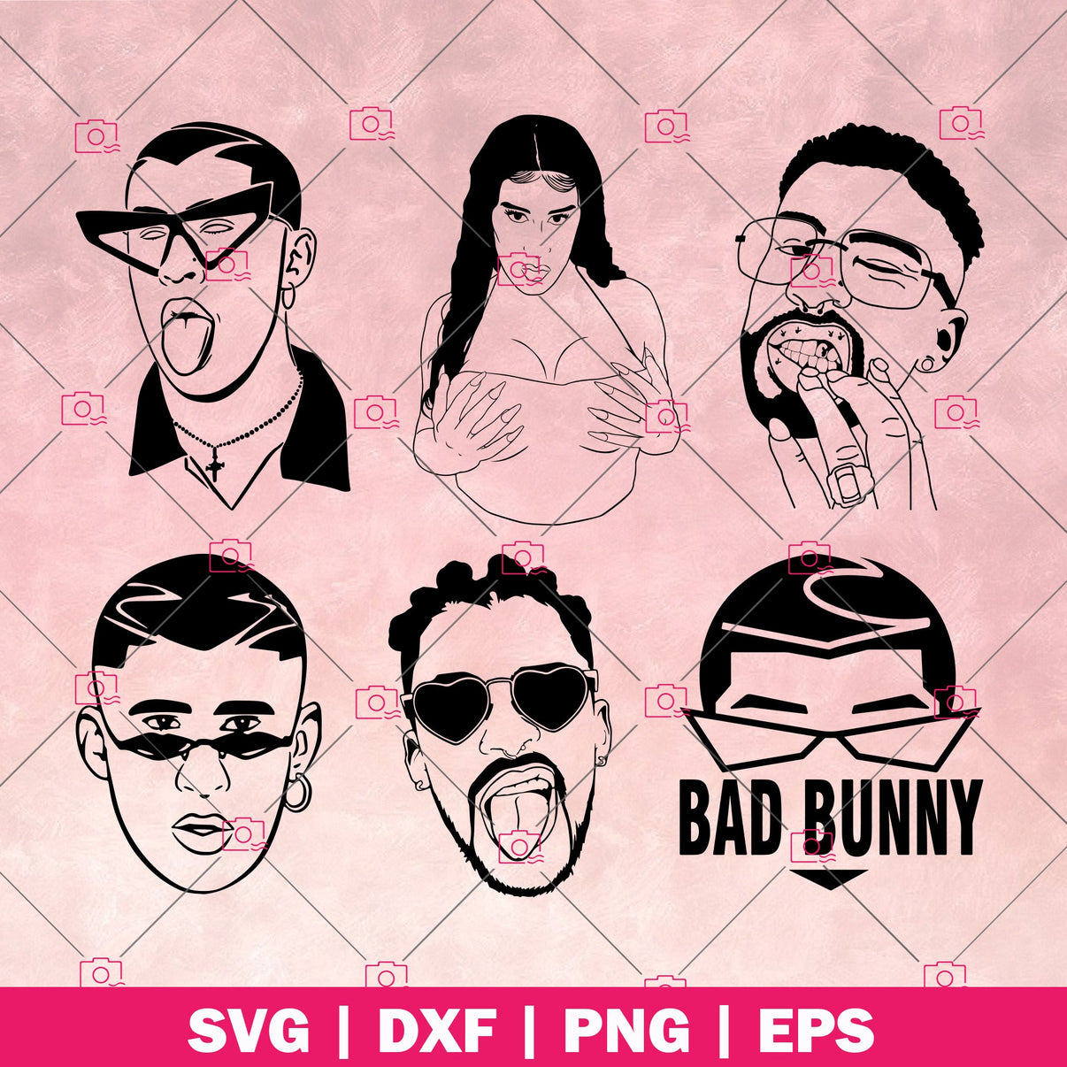 Bad Bunny Svg Bad Bunny Human face logo, Svg Files For Cricut, Dxf, Eps ...