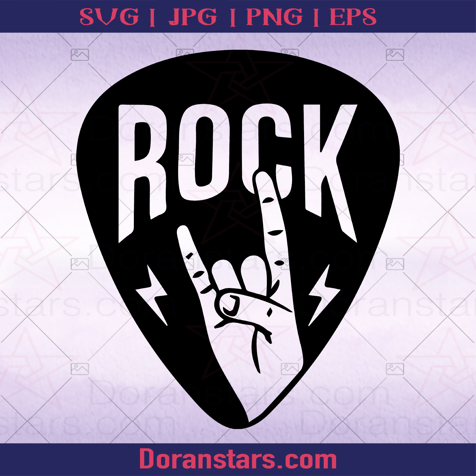 Music Svg Rock On Guitar Pick logo, Svg Files For Cricut, Dxf, Eps, Png ...