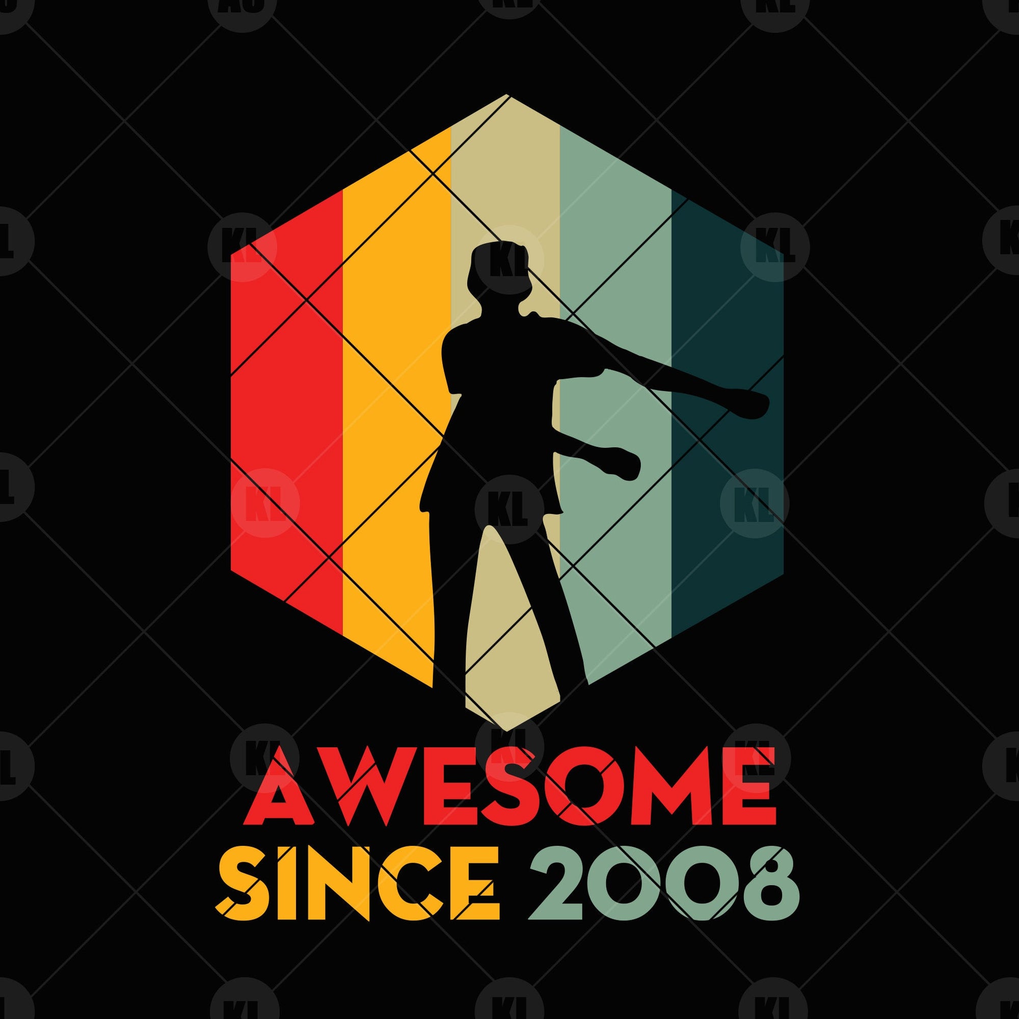 Birthday Svg Awesome Since 2008 Digital Cut Files Svg, Dxf, Eps, Png ...