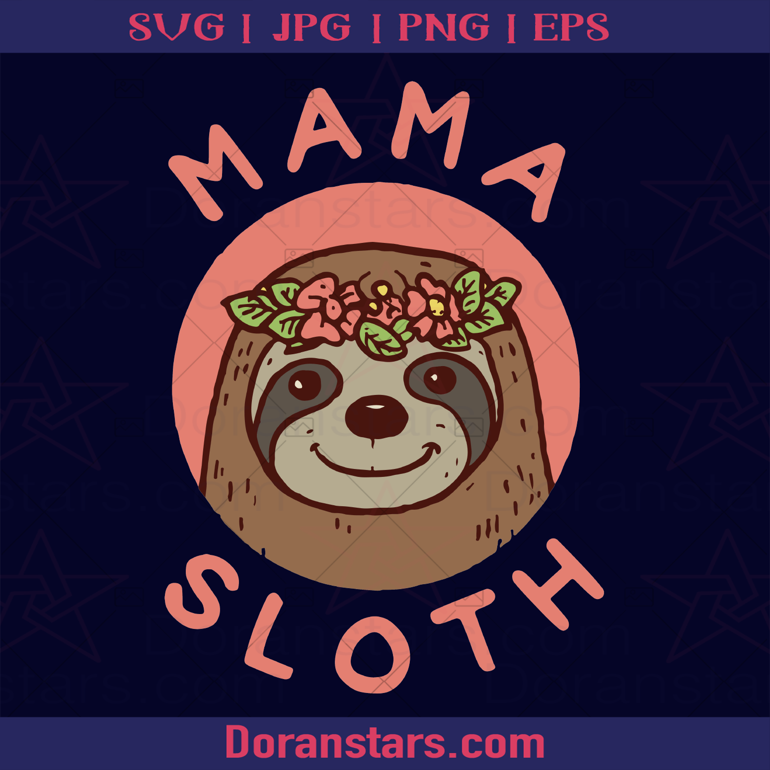 Mother's Day Svg Mama Sloth, Cute Animal logo, Svg Files For Cricut ...